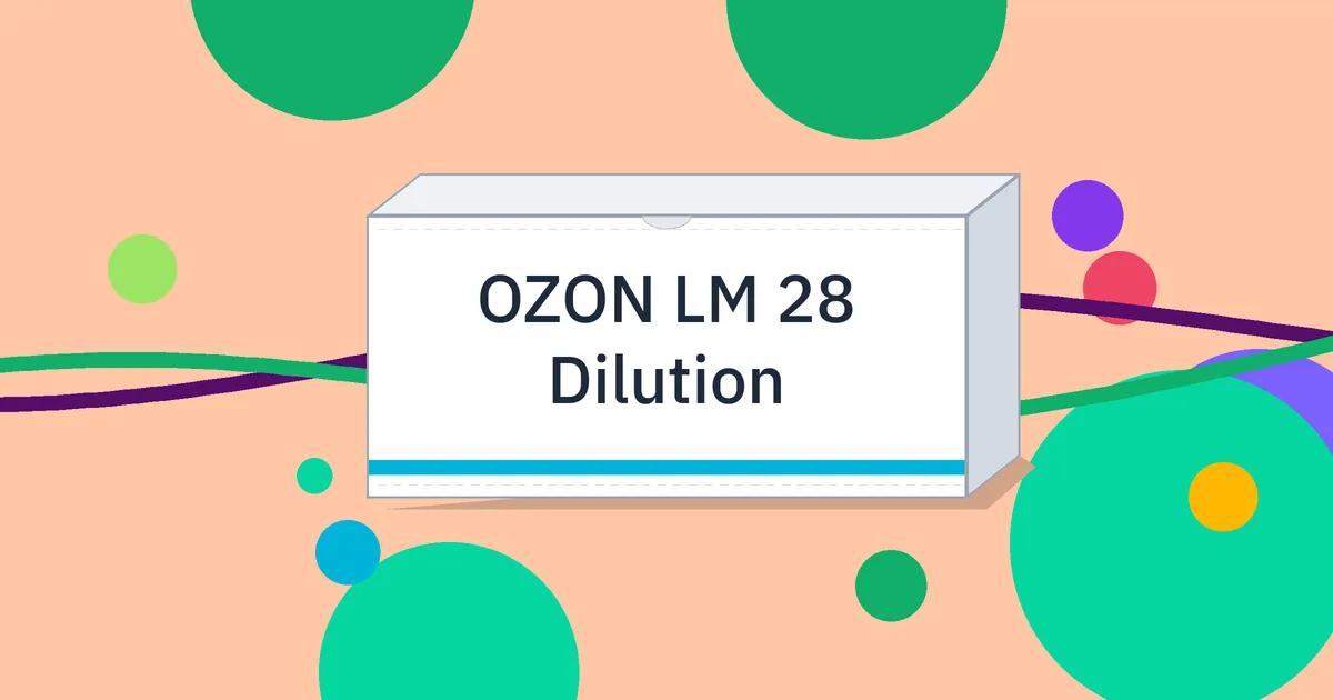Symbolbild: Packung mit der Aufschrift OZON LM 28 Dilution (PZN 12974664) – Verfügbarkeit und Bezug in Apotheken in Frankfurt am Main