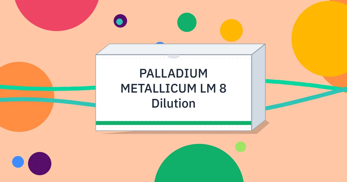 Symbolbild: Packung mit der Aufschrift PALLADIUM METALLICUM LM 8 Dilution (PZN 12975356) – Verfügbarkeit und Bezug in Apotheken in Frankfurt am Main