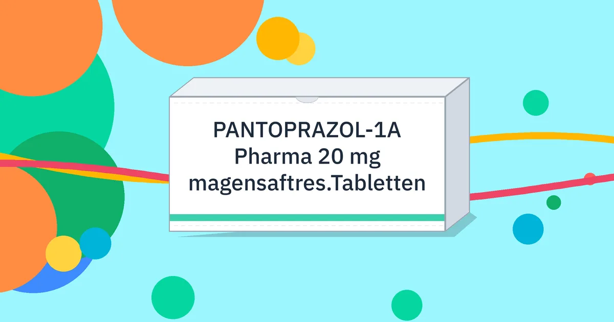 Symbolbild: Packung mit der Aufschrift PANTOPRAZOL-1A Pharma 20 mg magensaftres.Tabletten (PZN 00939295) – Verfügbarkeit und Bezug in Apotheken in Frankfurt am Main