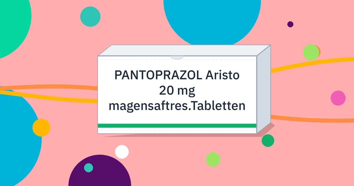 Symbolbild: Packung mit der Aufschrift PANTOPRAZOL Aristo 20 mg magensaftres.Tabletten (PZN 10549307) – Verfügbarkeit und Bezug in Apotheken in Frankfurt am Main