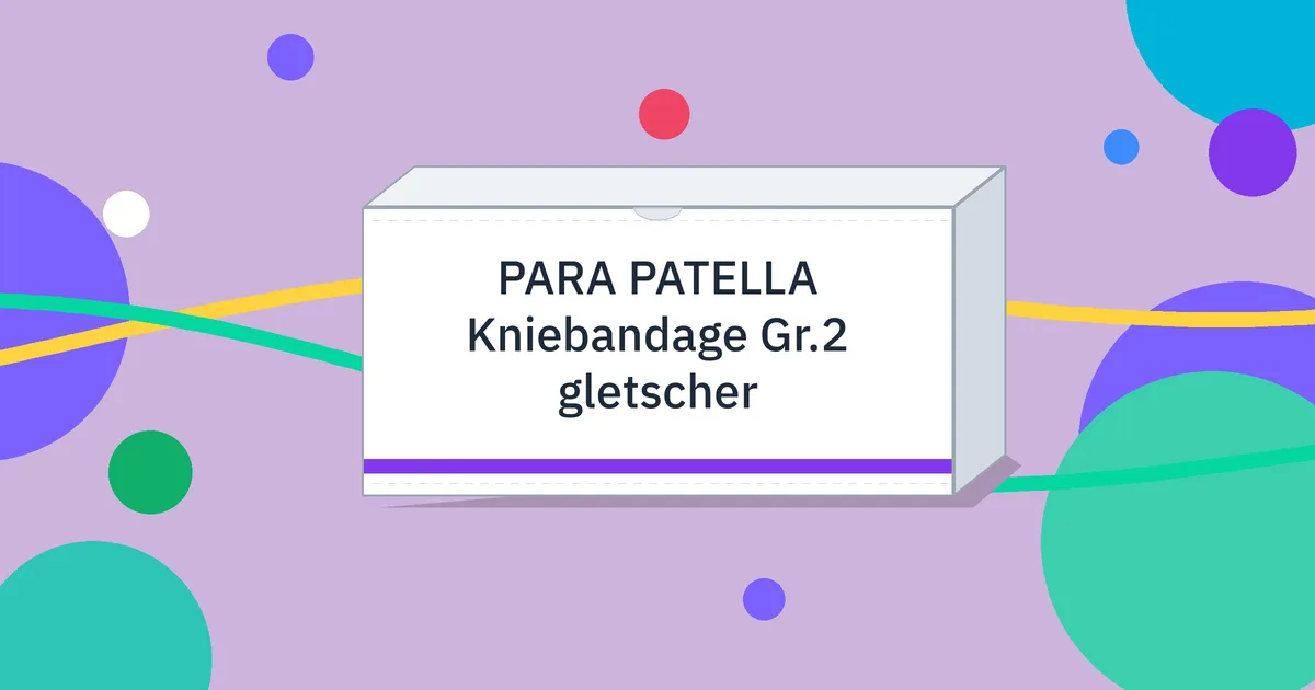 Symbolbild: Packung mit der Aufschrift PARA PATELLA Kniebandage Gr.2 gletscher (PZN 03317832) – Verfügbarkeit und Bezug in Apotheken in Frankfurt am Main