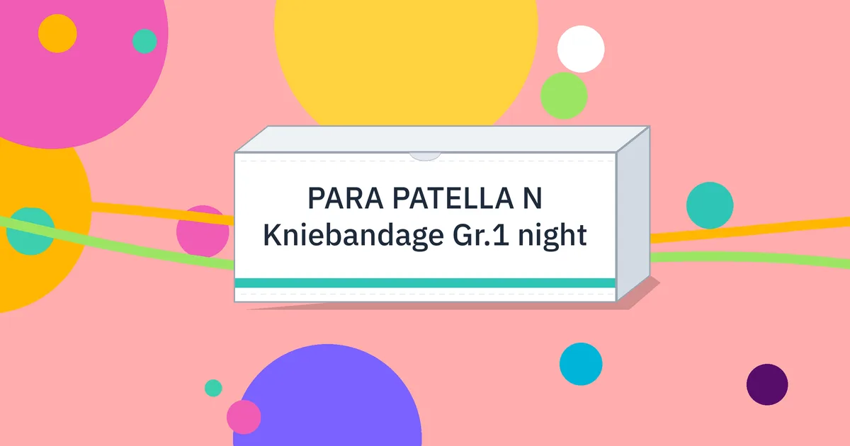Symbolbild: Packung mit der Aufschrift PARA PATELLA N Kniebandage Gr.1 night (PZN 13763774) – Verfügbarkeit und Bezug in Apotheken in Frankfurt am Main