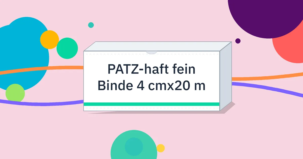 Symbolbild: Packung mit der Aufschrift PATZ-haft fein Binde 4 cmx20 m (PZN 06814301) – Verfügbarkeit und Bezug in Apotheken in Frankfurt am Main