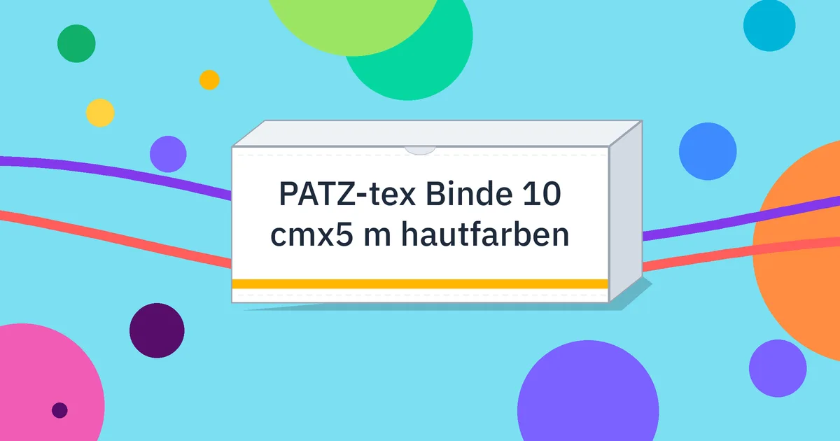 Symbolbild: Packung mit der Aufschrift PATZ-tex Binde 10 cmx5 m hautfarben (PZN 06814548) – Verfügbarkeit und Bezug in Apotheken in Frankfurt am Main