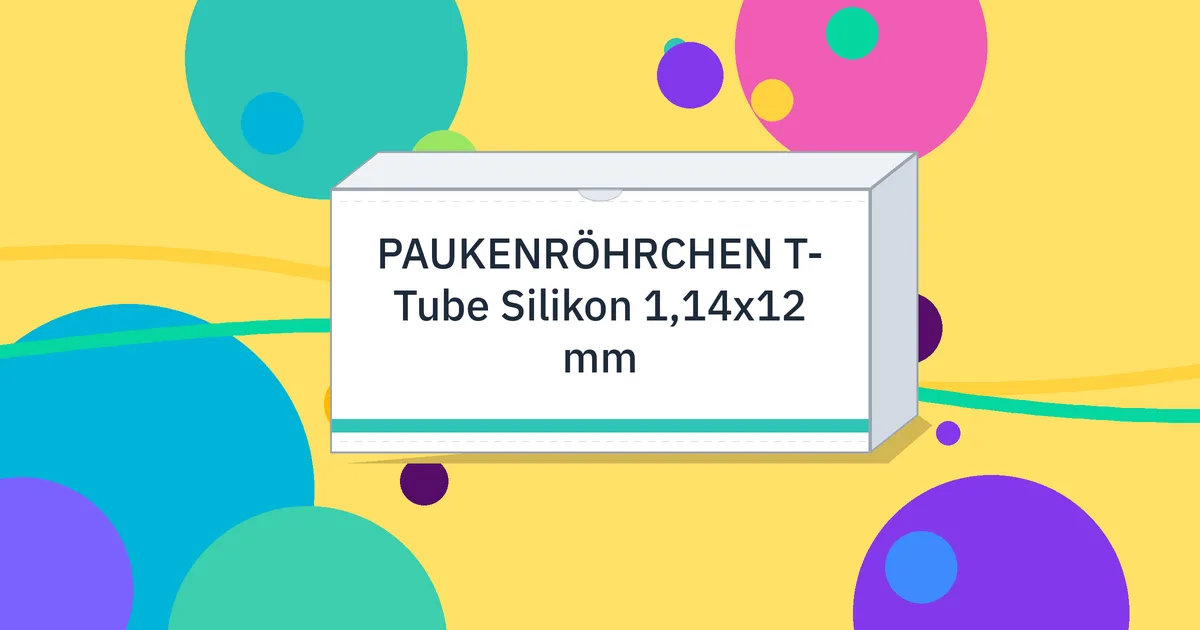 Symbolbild: Packung mit der Aufschrift PAUKENRÖHRCHEN T-Tube Silikon 1,14x12 mm (PZN 20065616) – Verfügbarkeit und Bezug in Apotheken in Frankfurt am Main
