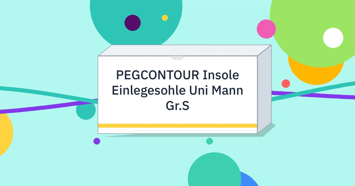 Symbolbild: Packung mit der Aufschrift PEGCONTOUR Insole Einlegesohle Uni Mann Gr.S (PZN 17871851) – Verfügbarkeit und Bezug in Apotheken in Frankfurt am Main