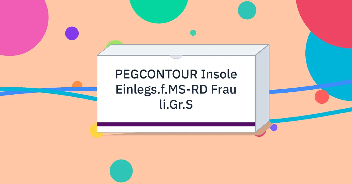 Symbolbild: Packung mit der Aufschrift PEGCONTOUR Insole Einlegs.f.MS-RD Frau li.Gr.S (PZN 14255962) – Verfügbarkeit und Bezug in Apotheken in Frankfurt am Main