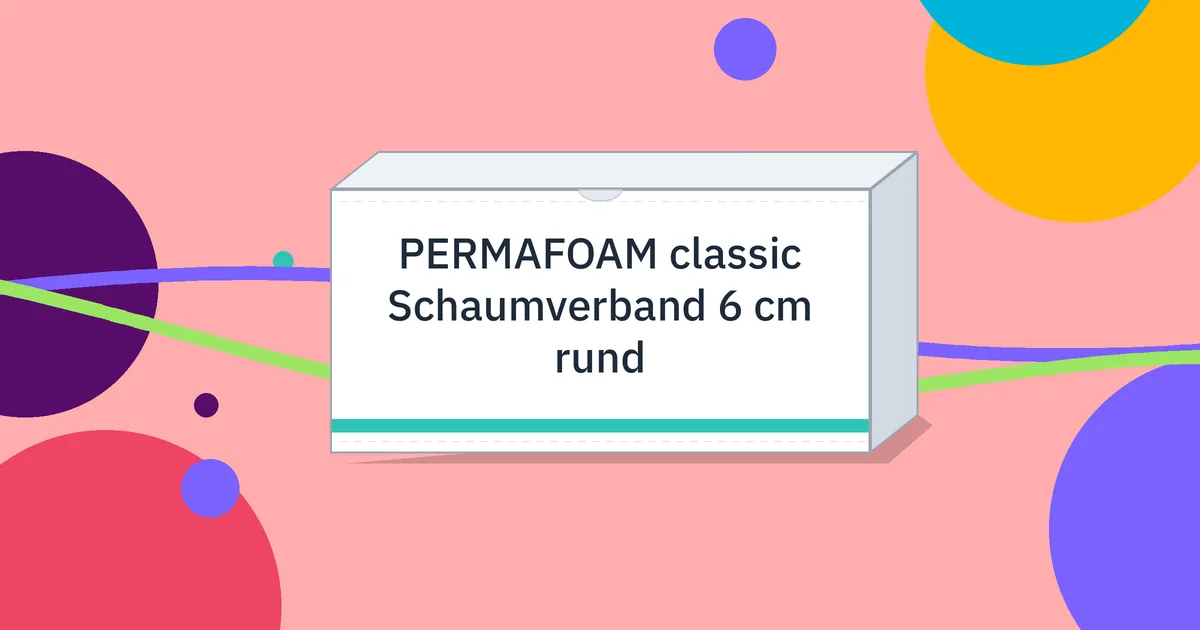 Symbolbild: Packung mit der Aufschrift PERMAFOAM classic Schaumverband 6 cm rund (PZN 19829712) – Verfügbarkeit und Bezug in Apotheken in Frankfurt am Main