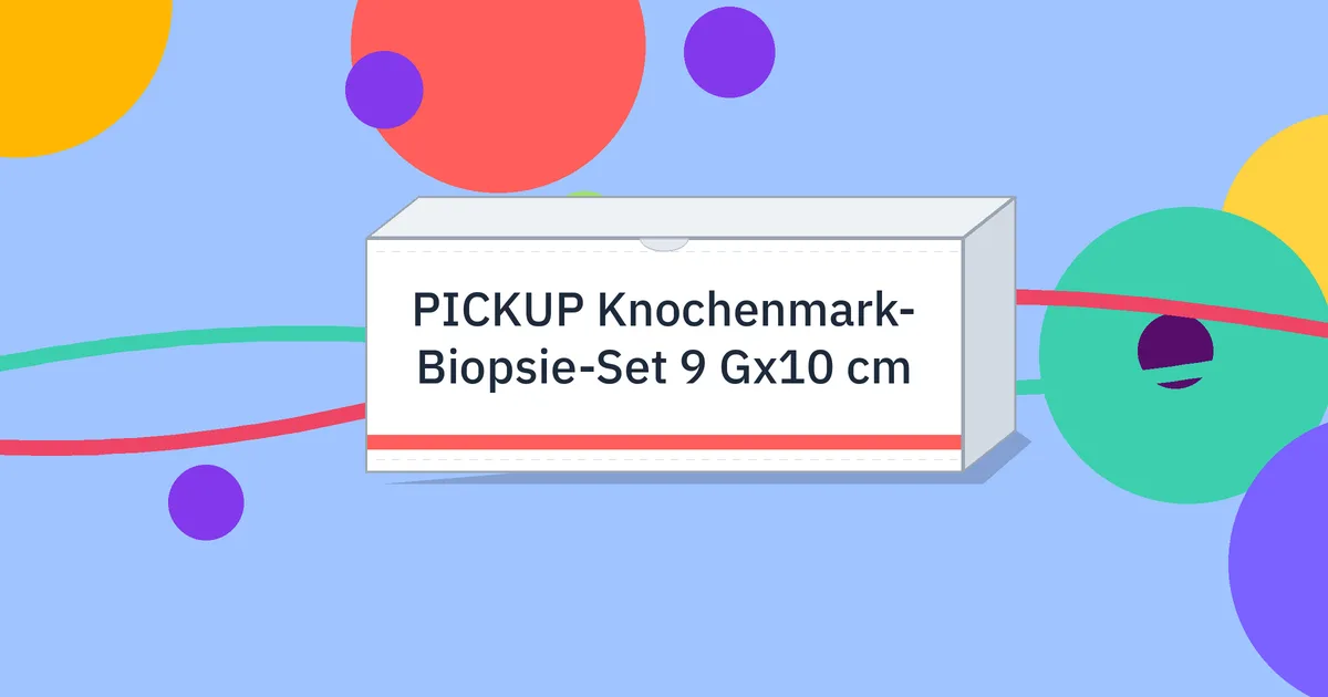 Symbolbild: Packung mit der Aufschrift PICKUP Knochenmark-Biopsie-Set 9 Gx10 cm (PZN 16362751) – Verfügbarkeit und Bezug in Apotheken in Frankfurt am Main