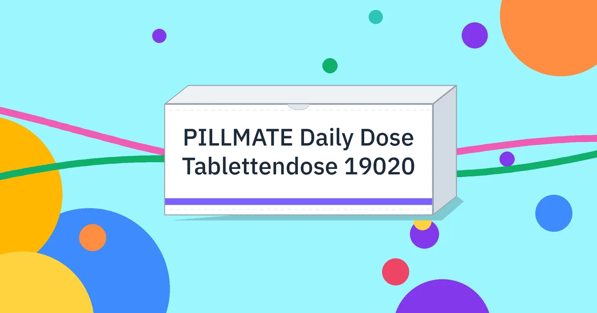 Symbolbild: Packung mit der Aufschrift PILLMATE Daily Dose Tablettendose 19020 (PZN 07591576) – Verfügbarkeit und Bezug in Apotheken in Frankfurt am Main