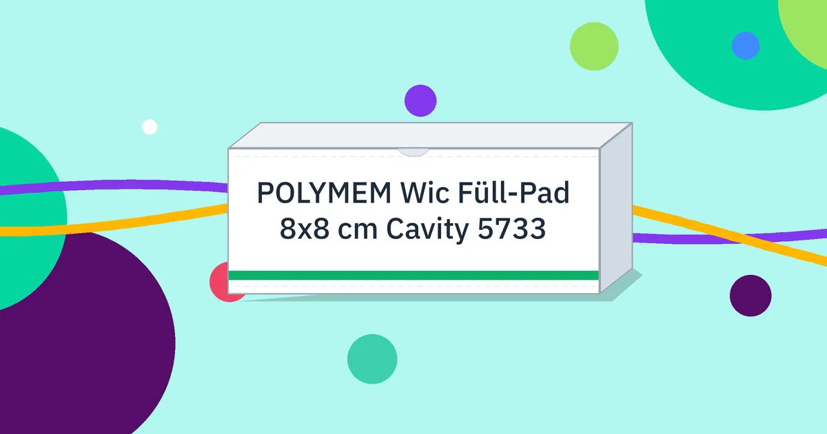 Symbolbild: Packung mit der Aufschrift POLYMEM Wic Füll-Pad 8x8 cm Cavity 5733 (PZN 13197895) – Verfügbarkeit und Bezug in Apotheken in Frankfurt am Main