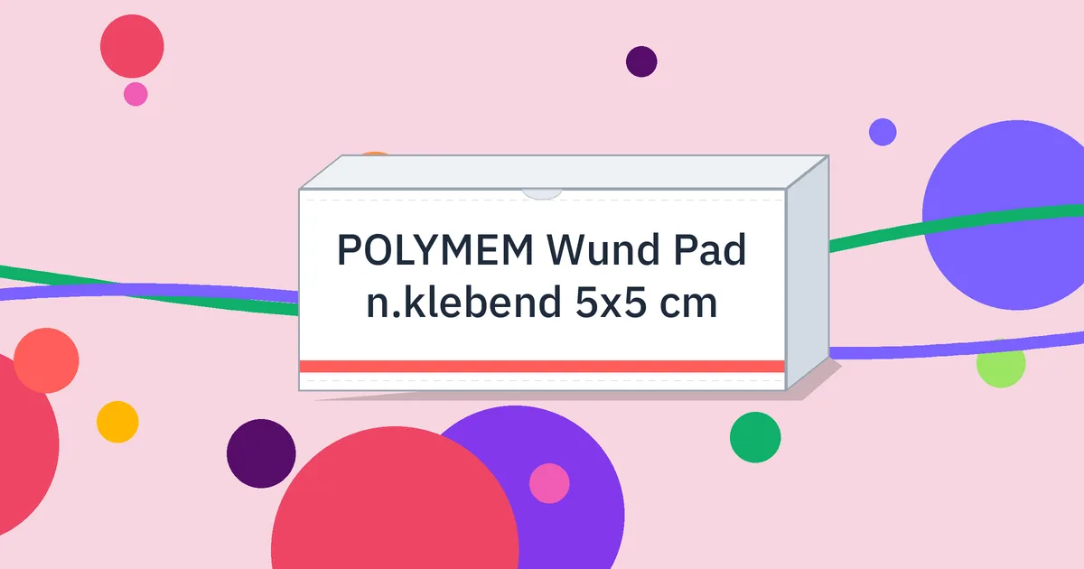 Symbolbild: Packung mit der Aufschrift POLYMEM Wund Pad n.klebend 5x5 cm (PZN 16784340) – Verfügbarkeit und Bezug in Apotheken in Frankfurt am Main