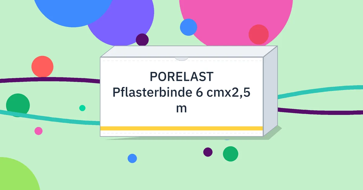 Symbolbild: Packung mit der Aufschrift PORELAST Pflasterbinde 6 cmx2,5 m (PZN 00826355) – Verfügbarkeit und Bezug in Apotheken in Frankfurt am Main