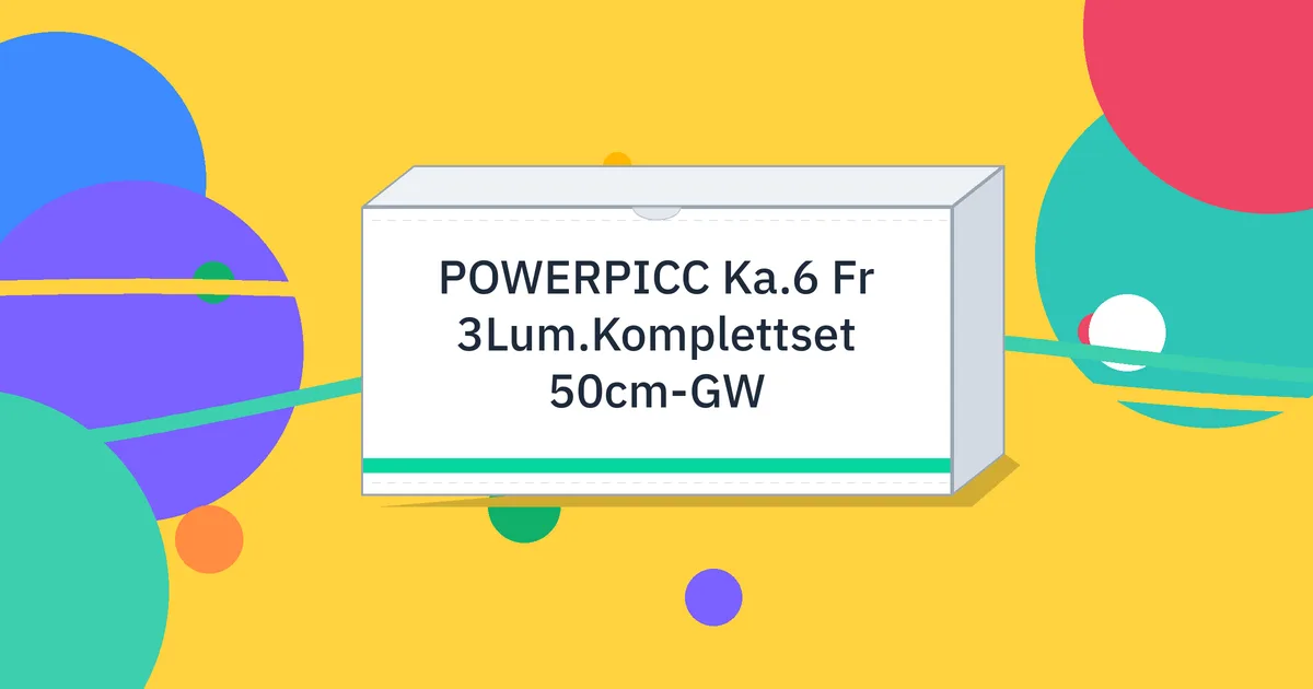 Symbolbild: Packung mit der Aufschrift POWERPICC Ka.6 Fr 3Lum.Komplettset 50cm-GW (PZN 12398373) – Verfügbarkeit und Bezug in Apotheken in Frankfurt am Main