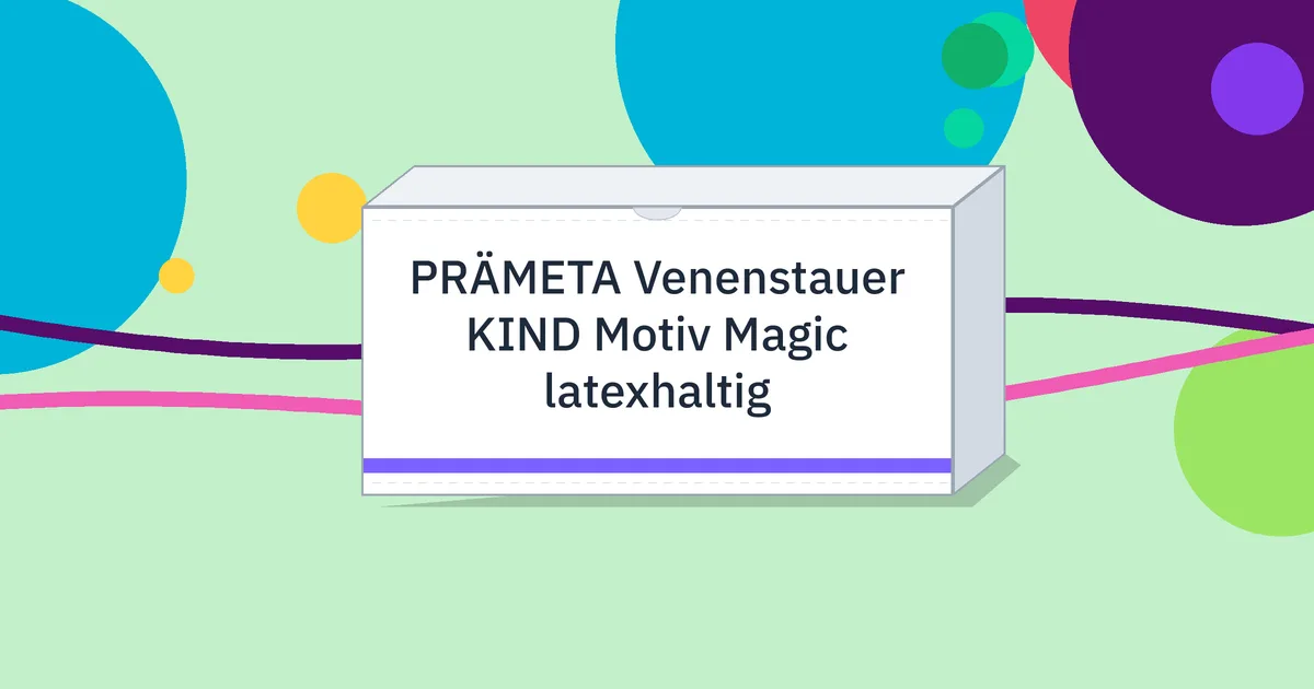 Symbolbild: Packung mit der Aufschrift PRÄMETA Venenstauer KIND Motiv Magic latexhaltig (PZN 16765555) – Verfügbarkeit und Bezug in Apotheken in Frankfurt am Main
