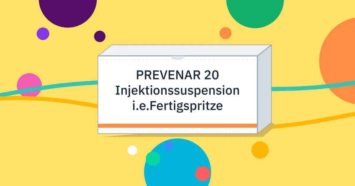 Symbolbild: Packung mit der Aufschrift PREVENAR 20 Injektionssuspension i.e.Fertigspritze (PZN 19408175) – Verfügbarkeit und Bezug in Apotheken in Frankfurt am Main