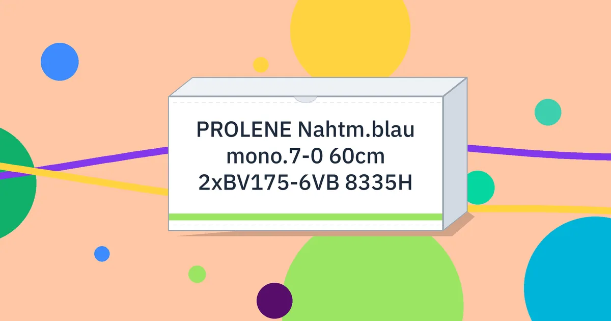 Symbolbild: Packung mit der Aufschrift PROLENE Nahtm.blau mono.7-0 60cm 2xBV175-6VB 8335H (PZN 20854684) – Verfügbarkeit und Bezug in Apotheken in Frankfurt am Main