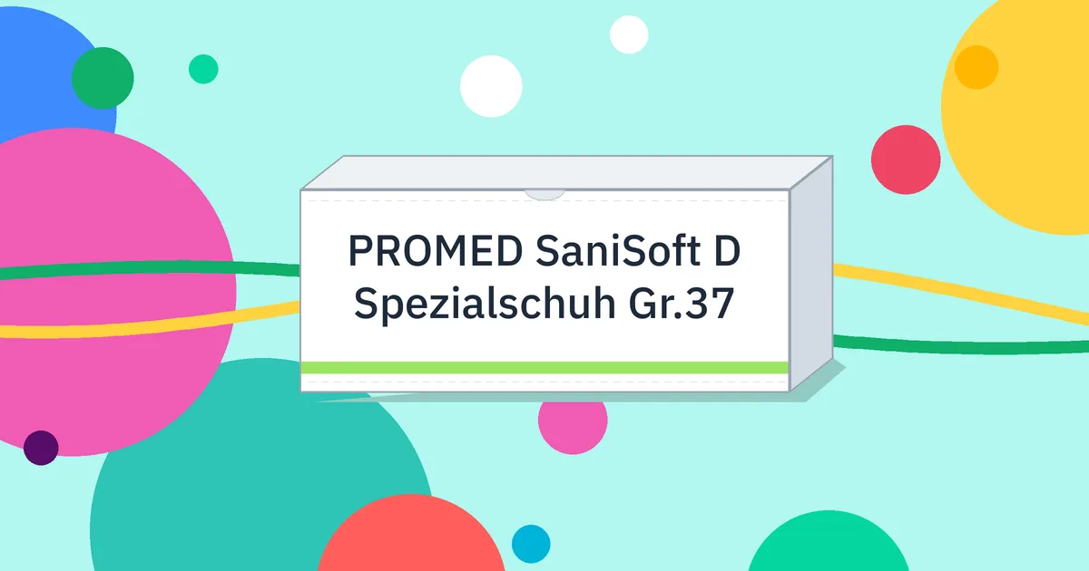 Symbolbild: Packung mit der Aufschrift PROMED SaniSoft D Spezialschuh Gr.37 (PZN 05482156) – Verfügbarkeit und Bezug in Apotheken in Frankfurt am Main
