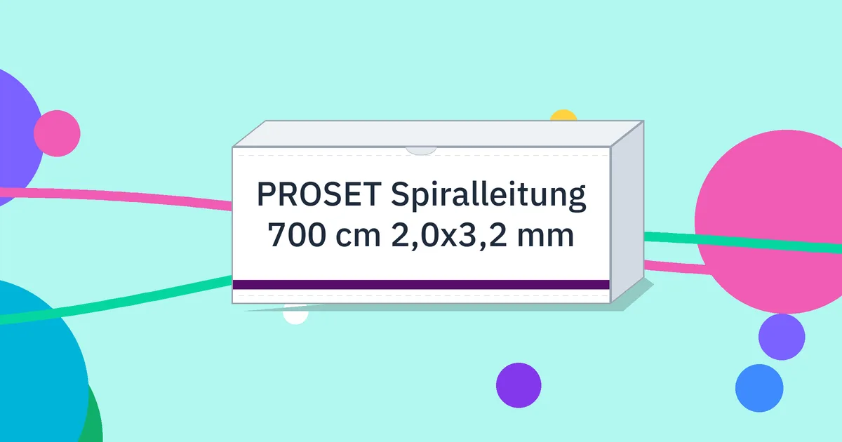 Symbolbild: Packung mit der Aufschrift PROSET Spiralleitung 700 cm 2,0x3,2 mm (PZN 11865849) – Verfügbarkeit und Bezug in Apotheken in Frankfurt am Main