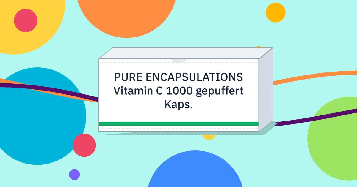Symbolbild: Packung mit der Aufschrift PURE ENCAPSULATIONS Vitamin C 1000 gepuffert Kaps. (PZN 06465220) – Verfügbarkeit und Bezug in Apotheken in Frankfurt am Main