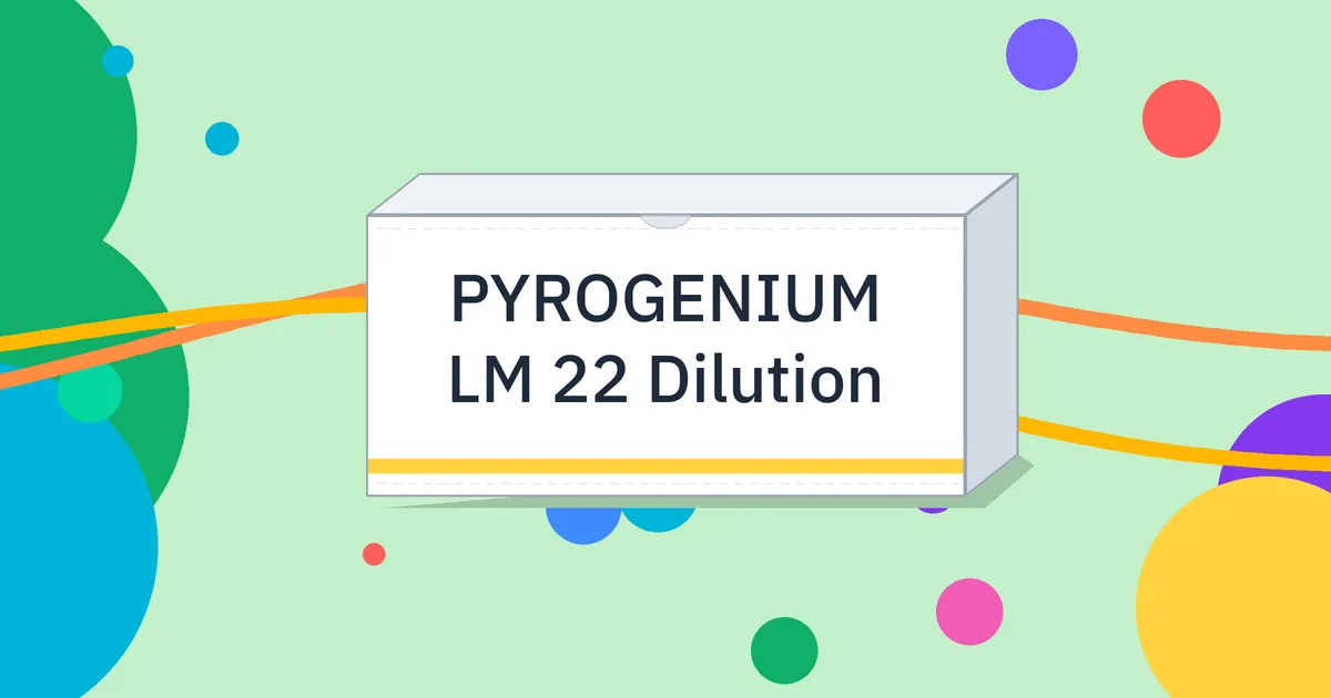 Symbolbild: Packung mit der Aufschrift PYROGENIUM LM 22 Dilution (PZN 13045122) – Verfügbarkeit und Bezug in Apotheken in Frankfurt am Main