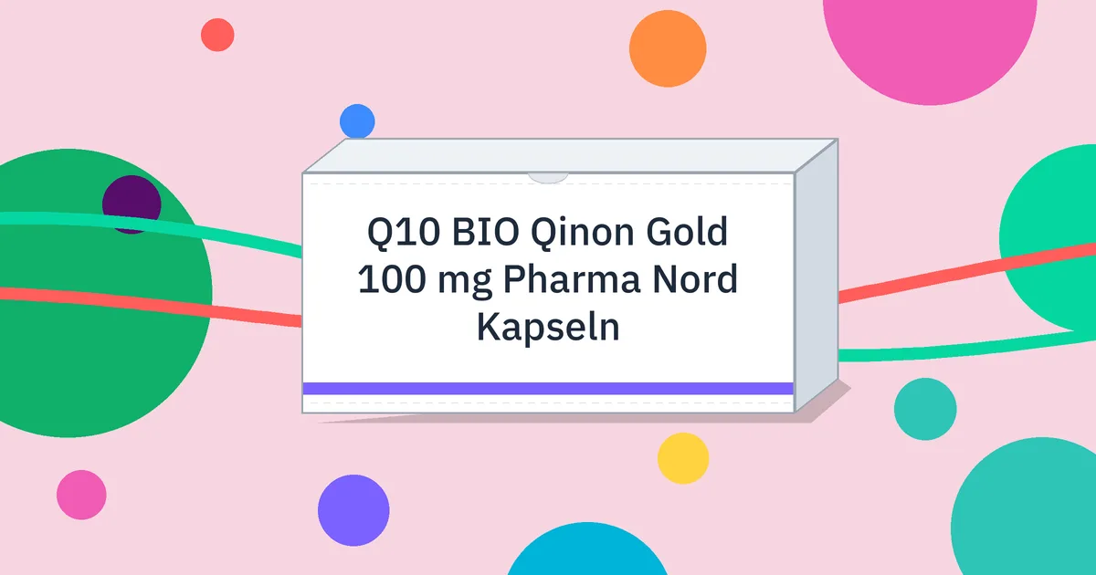 Symbolbild: Packung mit der Aufschrift Q10 BIO Qinon Gold 100 mg Pharma Nord Kapseln (PZN 01541525) – Verfügbarkeit und Bezug in Apotheken in Frankfurt am Main