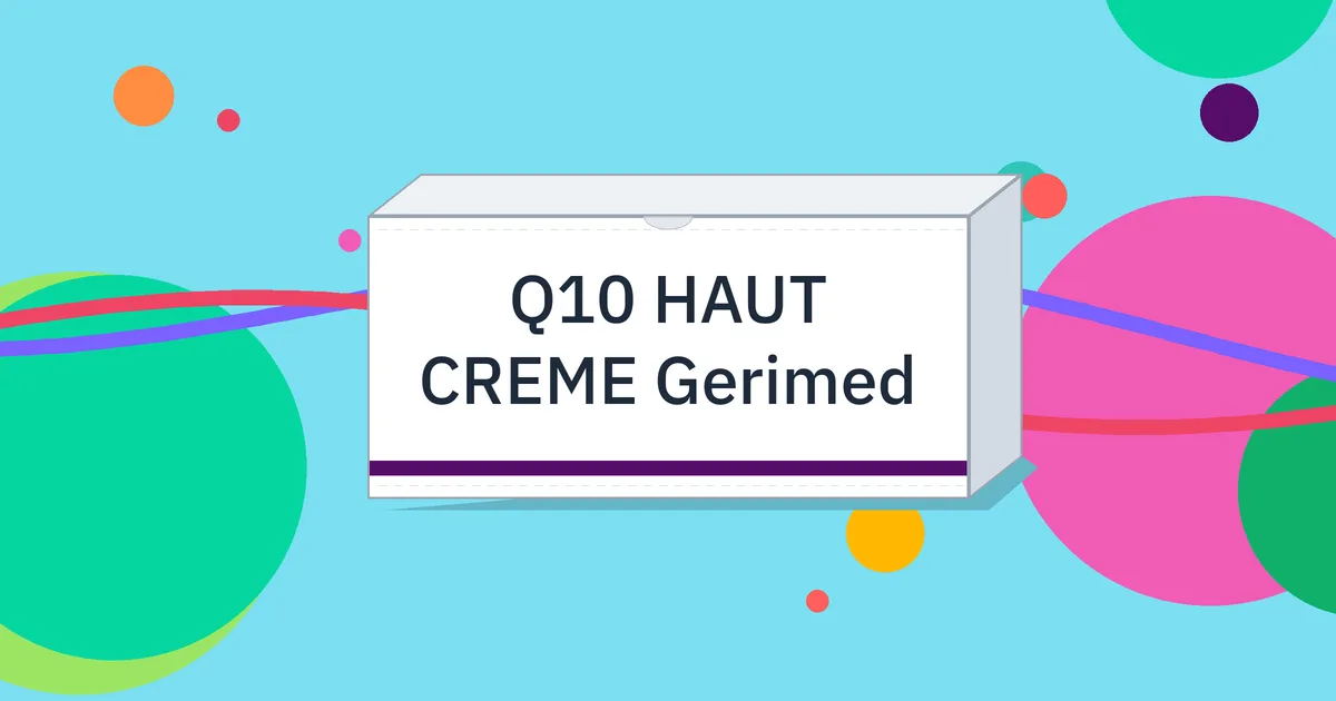 Symbolbild: Packung mit der Aufschrift Q10 HAUT CREME Gerimed (PZN 02229617) – Verfügbarkeit und Bezug in Apotheken in Frankfurt am Main