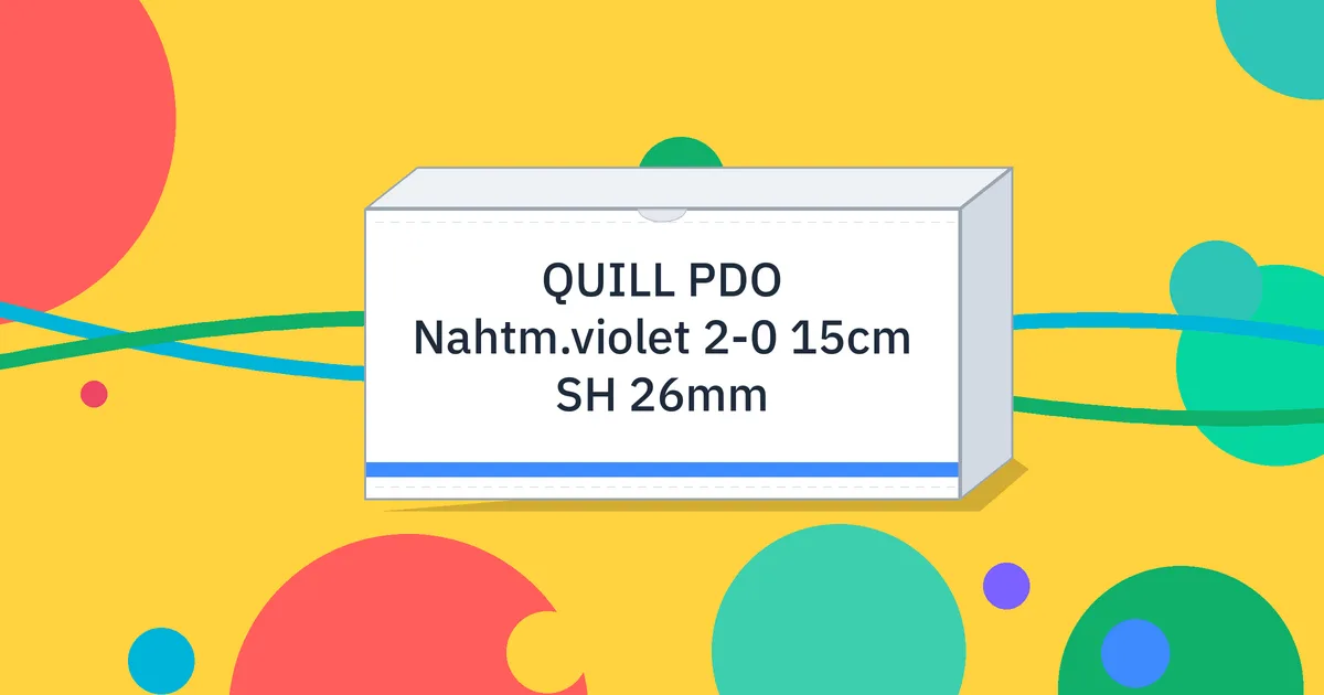 Symbolbild: Packung mit der Aufschrift QUILL PDO Nahtm.violet 2-0 15cm SH 26mm (PZN 17990260) – Verfügbarkeit und Bezug in Apotheken in Frankfurt am Main