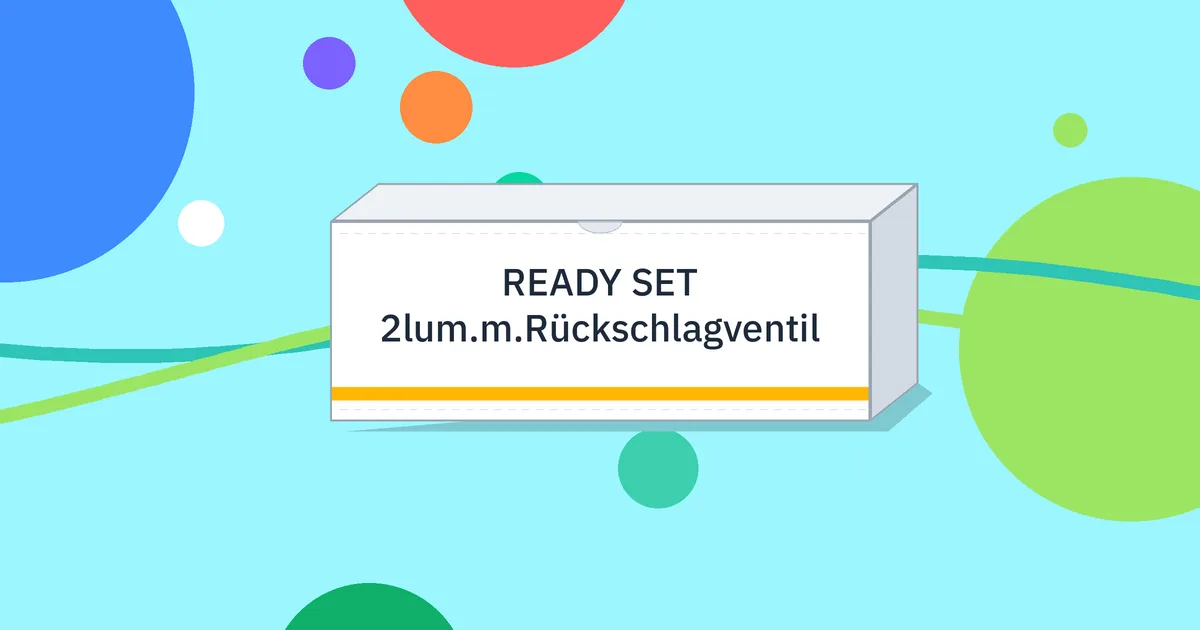 Symbolbild: Packung mit der Aufschrift READY SET 2lum.m.Rückschlagventil (PZN 02166957) – Verfügbarkeit und Bezug in Apotheken in Frankfurt am Main