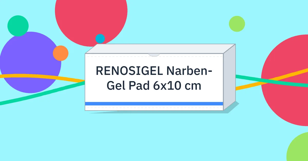 Symbolbild: Packung mit der Aufschrift RENOSIGEL Narben-Gel Pad 6x10 cm (PZN 16783151) – Verfügbarkeit und Bezug in Apotheken in Frankfurt am Main