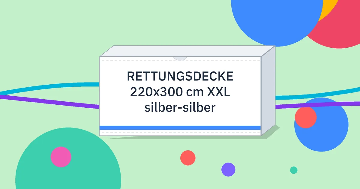 Symbolbild: Packung mit der Aufschrift RETTUNGSDECKE 220x300 cm XXL silber-silber (PZN 16359358) – Verfügbarkeit und Bezug in Apotheken in Frankfurt am Main