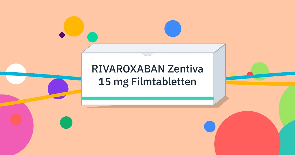 Symbolbild: Packung mit der Aufschrift RIVAROXABAN Zentiva 15 mg Filmtabletten (PZN 18792728) – Verfügbarkeit und Bezug in Apotheken in Frankfurt am Main