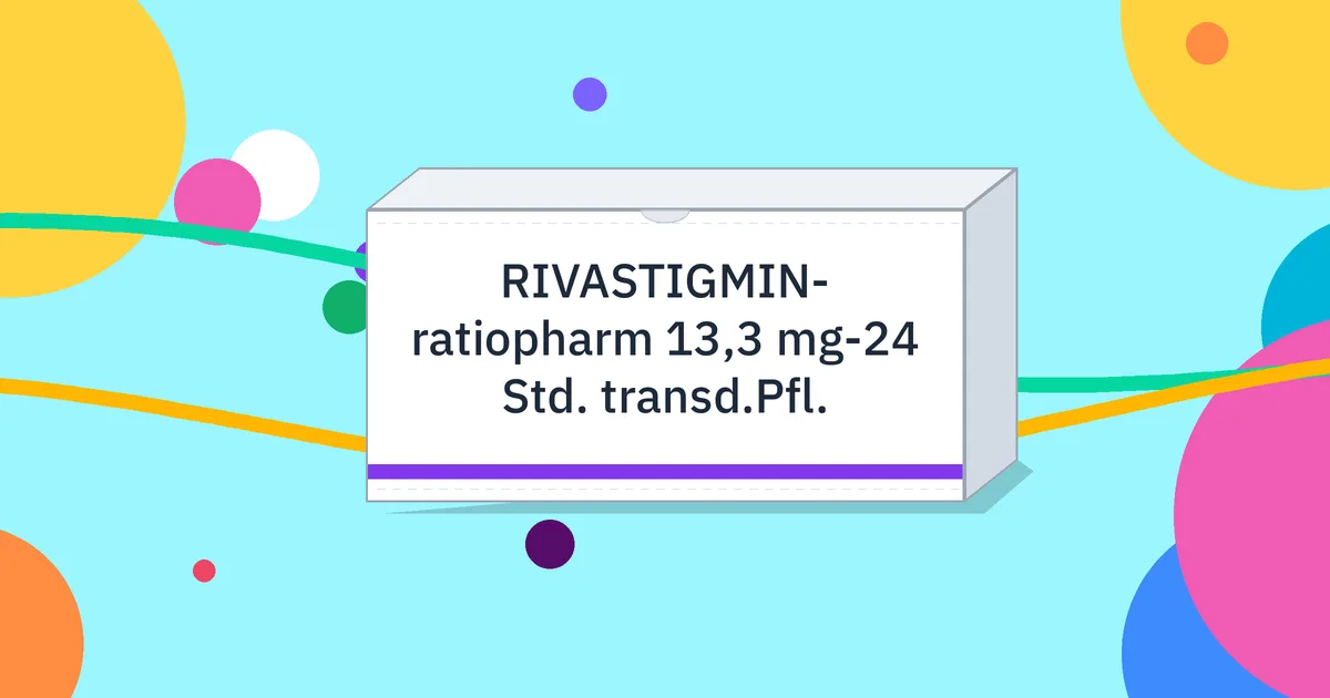 Symbolbild: Packung mit der Aufschrift RIVASTIGMIN-ratiopharm 13,3 mg-24 Std. transd.Pfl. (PZN 10779823) – Verfügbarkeit und Bezug in Apotheken in Frankfurt am Main