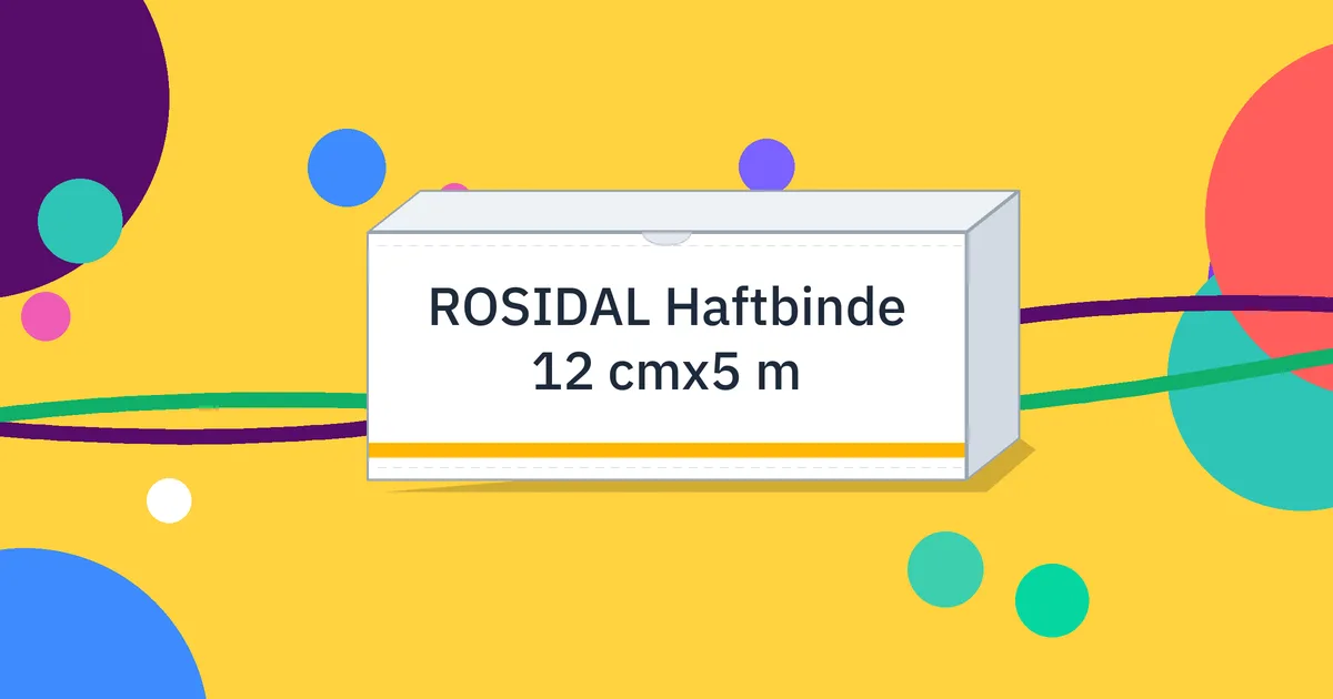 Symbolbild: Packung mit der Aufschrift ROSIDAL Haftbinde 12 cmx5 m (PZN 01717421) – Verfügbarkeit und Bezug in Apotheken in Frankfurt am Main