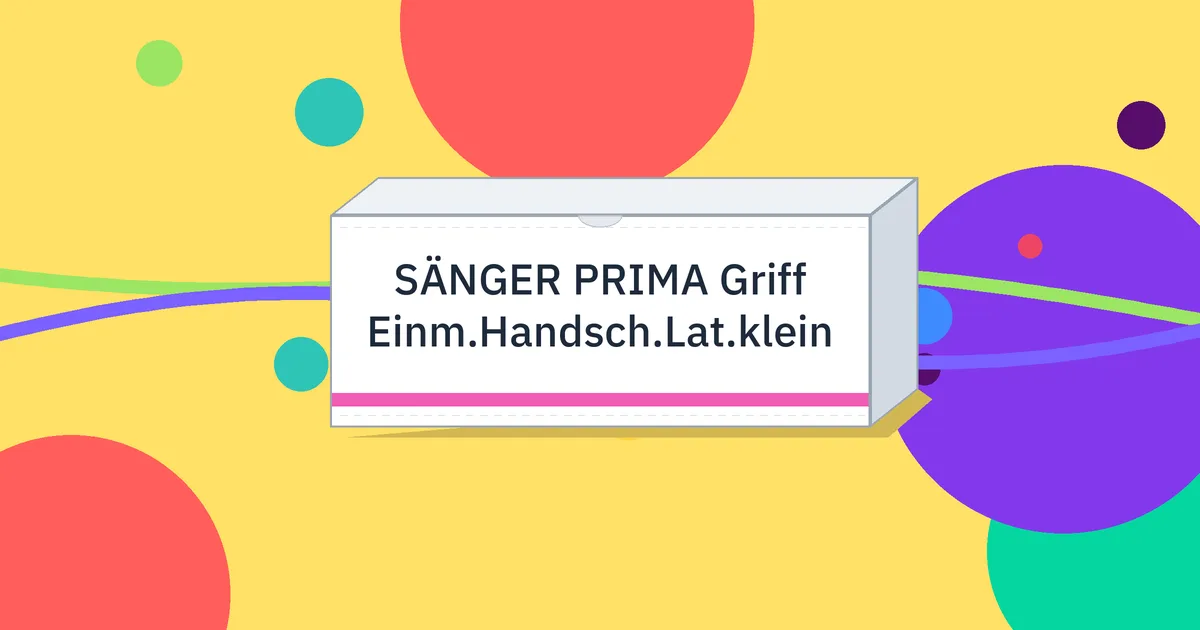 Symbolbild: Packung mit der Aufschrift SÄNGER PRIMA Griff Einm.Handsch.Lat.klein (PZN 00289532) – Verfügbarkeit und Bezug in Apotheken in Frankfurt am Main