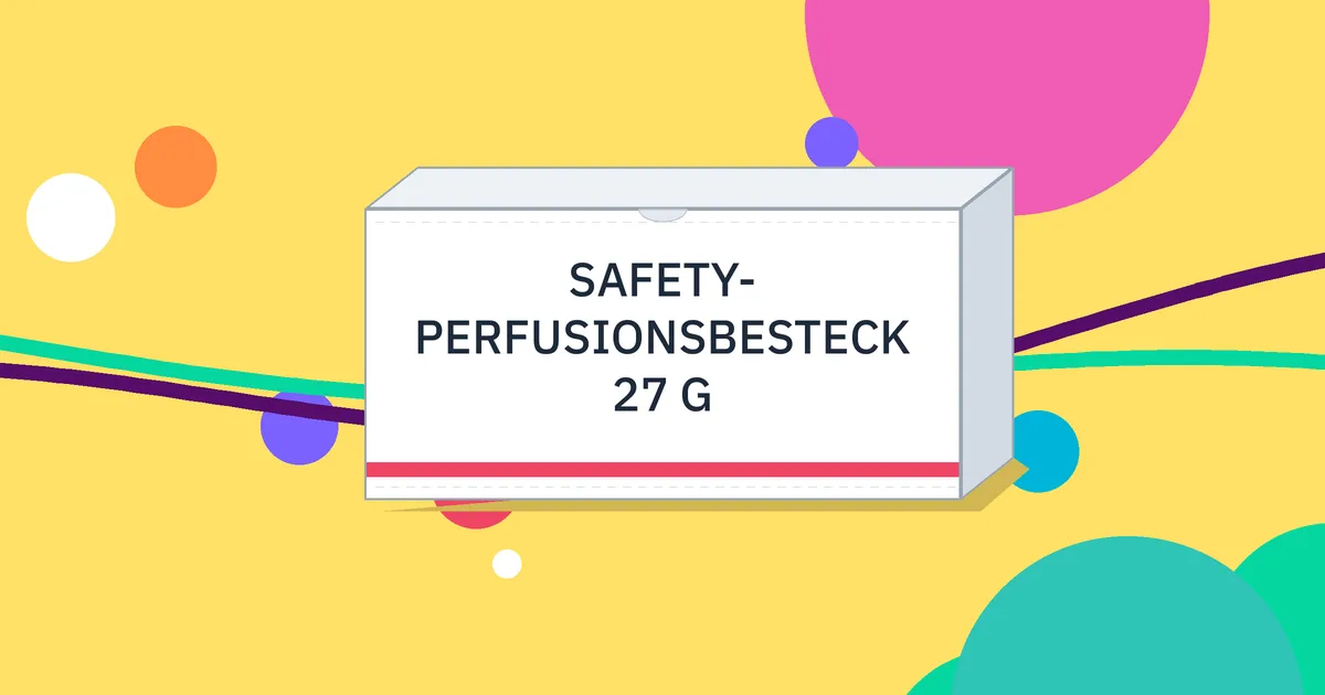 Symbolbild: Packung mit der Aufschrift SAFETY-PERFUSIONSBESTECK 27 G (PZN 02087442) – Verfügbarkeit und Bezug in Apotheken in Frankfurt am Main