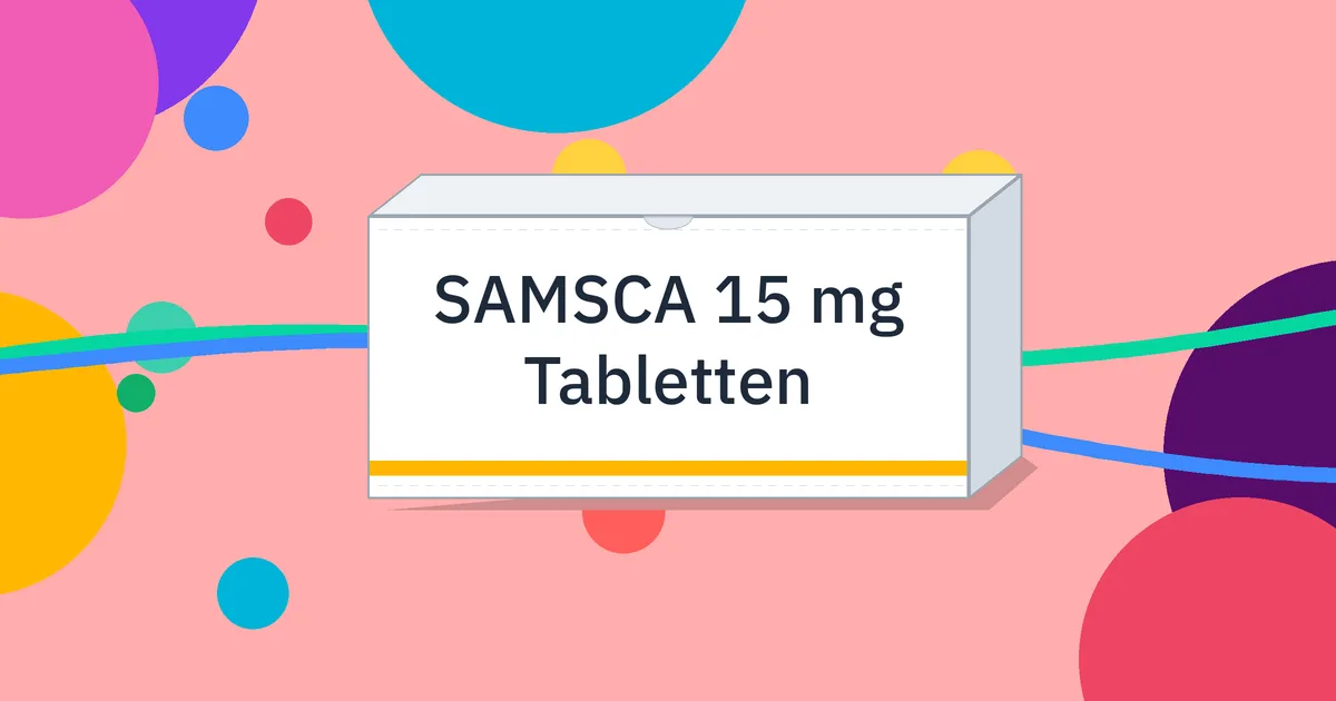 Symbolbild: Packung mit der Aufschrift SAMSCA 15 mg Tabletten (PZN 20100821) – Verfügbarkeit und Bezug in Apotheken in Frankfurt am Main