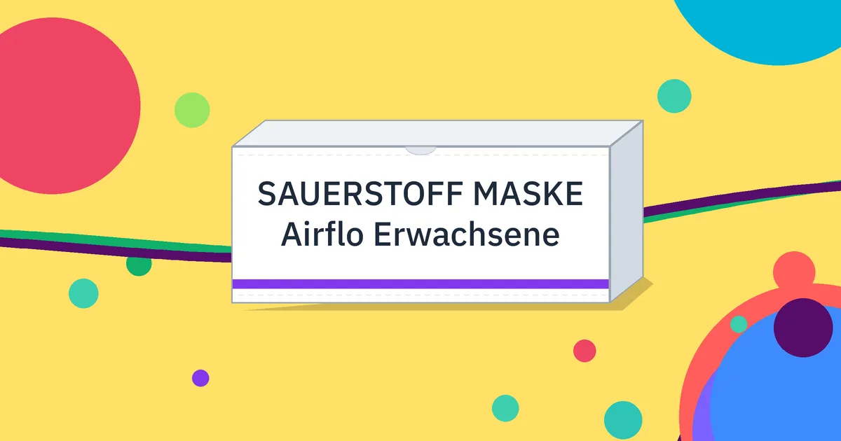 Symbolbild: Packung mit der Aufschrift SAUERSTOFF MASKE Airflo Erwachsene (PZN 07352966) – Verfügbarkeit und Bezug in Apotheken in Frankfurt am Main