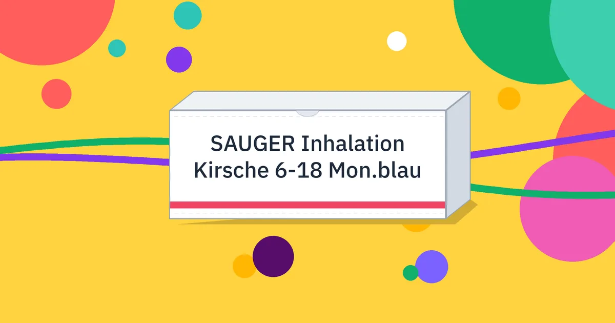 Symbolbild: Packung mit der Aufschrift SAUGER Inhalation Kirsche 6-18 Mon.blau (PZN 00224857) – Verfügbarkeit und Bezug in Apotheken in Frankfurt am Main