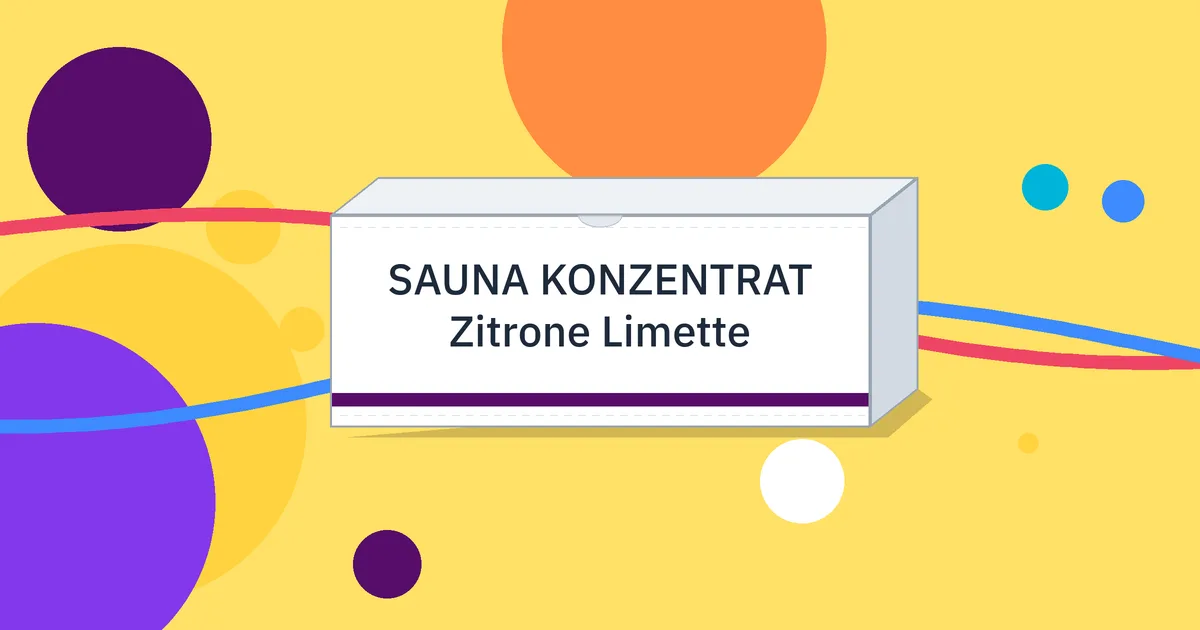 Symbolbild: Packung mit der Aufschrift SAUNA KONZENTRAT Zitrone Limette (PZN 07765875) – Verfügbarkeit und Bezug in Apotheken in Frankfurt am Main