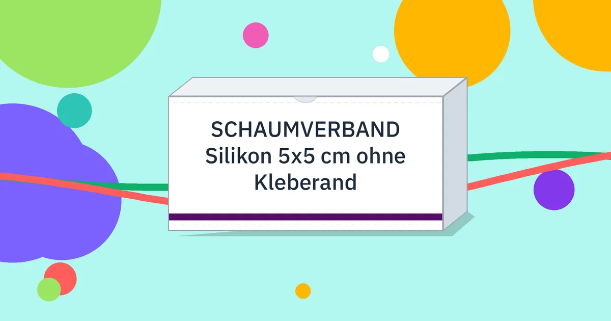 Symbolbild: Packung mit der Aufschrift SCHAUMVERBAND Silikon 5x5 cm ohne Kleberand (PZN 18714504) – Verfügbarkeit und Bezug in Apotheken in Frankfurt am Main