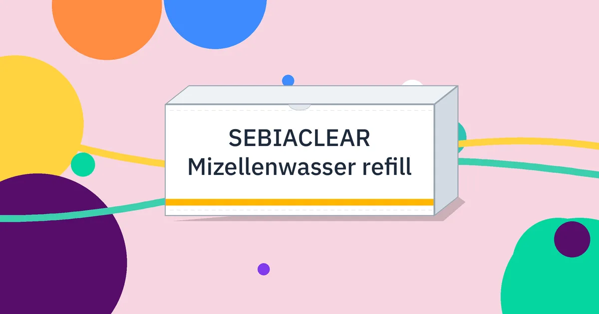 Symbolbild: Packung mit der Aufschrift SEBIACLEAR Mizellenwasser refill (PZN 20787723) – Verfügbarkeit und Bezug in Apotheken in Frankfurt am Main