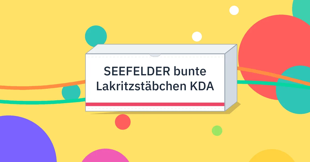 Symbolbild: Packung mit der Aufschrift SEEFELDER bunte Lakritzstäbchen KDA (PZN 07473049) – Verfügbarkeit und Bezug in Apotheken in Frankfurt am Main