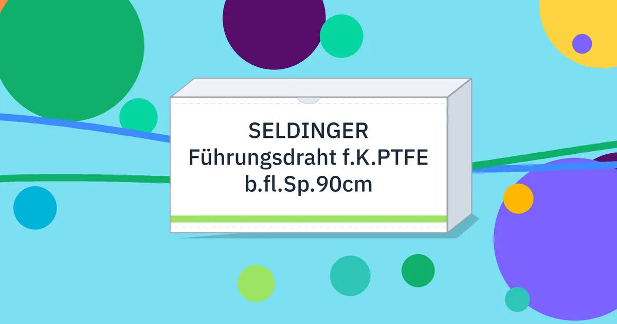 Symbolbild: Packung mit der Aufschrift SELDINGER Führungsdraht f.K.PTFE b.fl.Sp.90cm (PZN 17998675) – Verfügbarkeit und Bezug in Apotheken in Frankfurt am Main