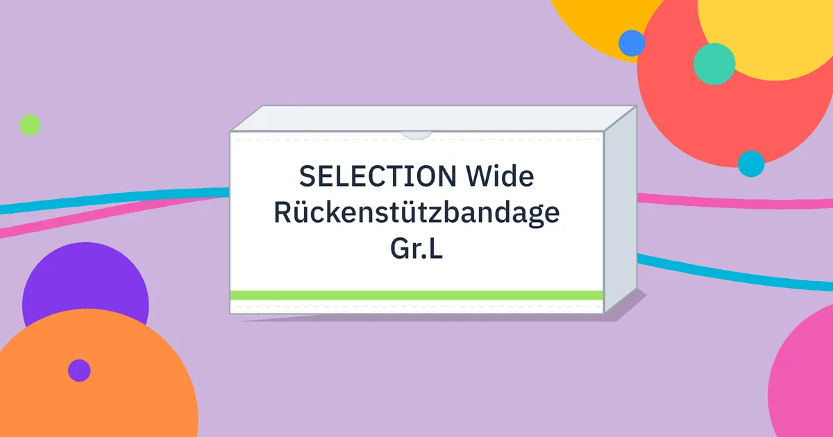 Symbolbild: Packung mit der Aufschrift SELECTION Wide Rückenstützbandage Gr.L (PZN 19133620) – Verfügbarkeit und Bezug in Apotheken in Frankfurt am Main