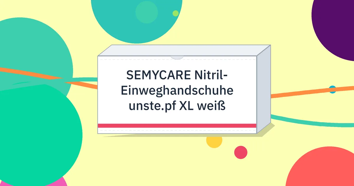 Symbolbild: Packung mit der Aufschrift SEMYCARE Nitril-Einweghandschuhe unste.pf XL weiß (PZN 17621918) – Verfügbarkeit und Bezug in Apotheken in Frankfurt am Main