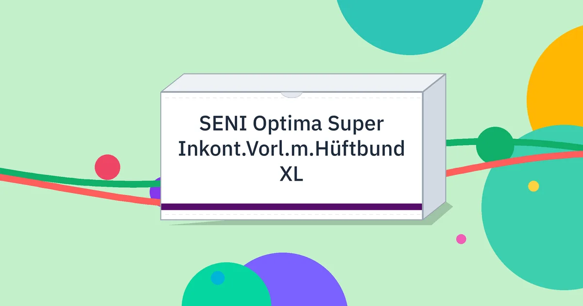 Symbolbild: Packung mit der Aufschrift SENI Optima Super Inkont.Vorl.m.Hüftbund XL (PZN 18012618) – Verfügbarkeit und Bezug in Apotheken in Frankfurt am Main
