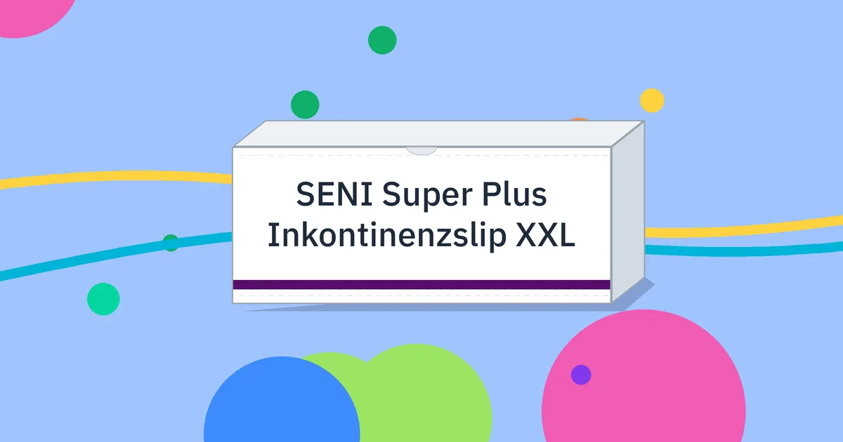 Symbolbild: Packung mit der Aufschrift SENI Super Plus Inkontinenzslip XXL (PZN 13835321) – Verfügbarkeit und Bezug in Apotheken in Frankfurt am Main