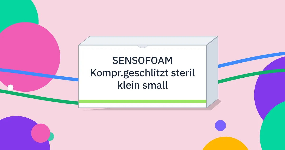 Symbolbild: Packung mit der Aufschrift SENSOFOAM Kompr.geschlitzt steril klein small (PZN 01825257) – Verfügbarkeit und Bezug in Apotheken in Frankfurt am Main