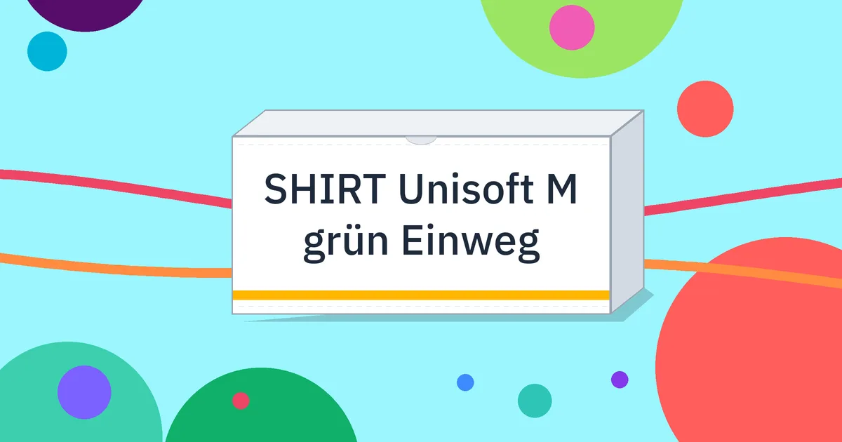 Symbolbild: Packung mit der Aufschrift SHIRT Unisoft M grün Einweg (PZN 04703655) – Verfügbarkeit und Bezug in Apotheken in Frankfurt am Main